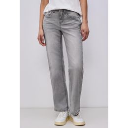 Comfort-fit-Jeans Street One, Damen, Gr. 28, L&auml;nge 30, light grau washed, Jeans, 63% Baumwolle, 25% Polyester, 10% Viskose, 2% Elasthan, unifarben, kn&ouml;chellang, Jeans, Middle Waist