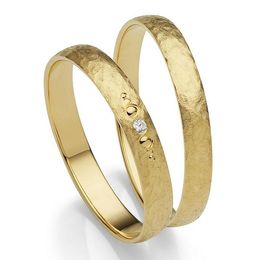 Firetti Damen Trauring "Schmuck Geschenk Gold 375 Hochzeit Ehering "LIEBE"", 57, 0,01 SI = kleine Einschl&uuml;sse mit Brillant, Gelbgold 375, 3mm, gold,