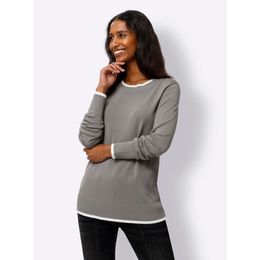 Heine Damen Strickpullover "Pullover", grau, Gr. 48, unifarben, 70% Viskose, 30% Polyamid, Pullover