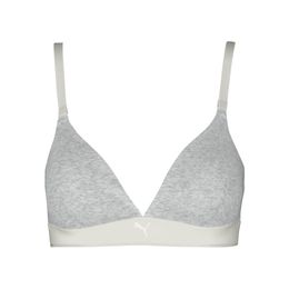 Puma Damen B&uuml;gelloser BH "Puma WOMEN COTTON TRIANGLE BRALETTE", Gr. Llight grau melange, Single Jersey, Obermaterial: 88% Baumwolle, 12% Elasthan,