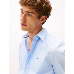 Tommy Hilfiger Herren Langarmhemd "FLEX POPLIN SHIRT"sweet blau, Gr. XL, unifarben, Popeline, Obermaterial: 100% Baumwolle, Hemden, Slim Fit,