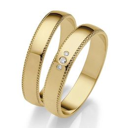 Firetti Damen Trauring "Schmuck Geschenk Gold 375 Hochzeit Ehering "LIEBE"", 50, ohne Brillanten, Gelbgold 585, 4mm, gold, Gelbgold 585, Fingerringe,