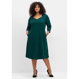 sheego Damen A-Linien-Kleid "Kleid", blau, Gr. 50, unifarben, 70% Viskose, 26% Polyamid, 4% Elasthan, Kleider