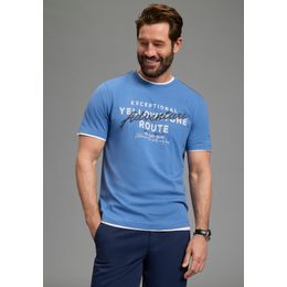 MAN'S WORLD Rundhalsshirt MAN'S WORLD "Neue Kollektion", Jungen, Gr. L (52/54), blau, Single Jersey, Obermaterial: 100% Baumwolle, bedruckt, normal, Rundhals, Shirts Rundhalsshirt, normale Passform, Kurzarm, mit Print-Applikation