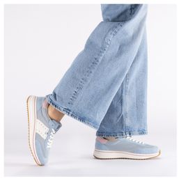 Rieker Damen Sneaker, Gr. 37hellblau multi, Lederimitat, Schuhe, Schn&uuml;rschuh, Halbschuh, Freizeitsneaker mit Kontrastbes&auml;tze