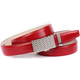 Anthoni Crown Damen Lederg&uuml;rtel, rot, Basic, Gr. 70, unifarben, Leder, G&uuml;rtel, mit silberfarbener Automatik-Schlie&szlig;e in filigranem Flechtdesign