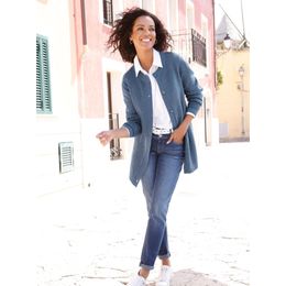 Casual Looks Damen Strickjacke, blau, Gr. 54, meliert, unifarben, 83% Polyacryl, 17% Polyester, Strickjacken