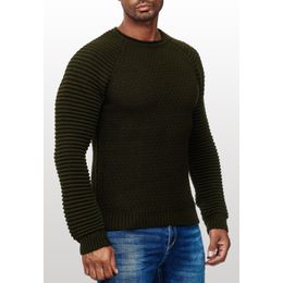 Rusty Neal Herren Strickpullover, gr&uuml;n, Gr. S, unifarben, 70% Polyacryl, 30% Baumwolle, Pullover, in modischem Grobstrick-Design