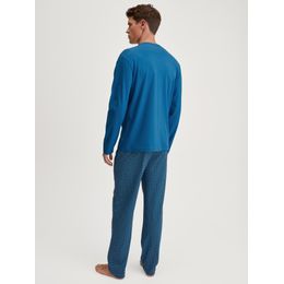 Calida Damen Schlafanzug "Relax Imprint 2", Gr. XXL, blau, Single Jersey, Obermaterial: 100% Baumwolle, Homewear-Sets, atmungsaktiv, Cotton, leicht,