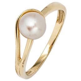 Jobo Damen Perlenring "Ring mit Perle 6,5 mm", 60, Gelbgold 585 Perlen, gelb, Gelbgold 585, Perlen, Fingerringe, 585 Gold