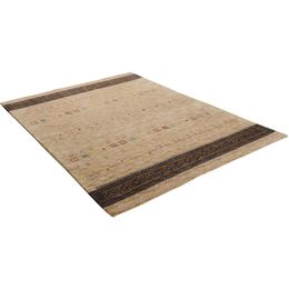 Wollteppich Theko, B:70cm H:12mm L:140cm, braun, Wolle, Wohnzimmer, Teppiche, "Lori Star Gold", reine Wolle, handgewebt, ideal im Wohnzimmer &