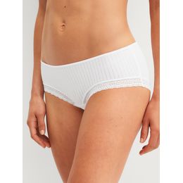 Panty Calida "Etude Ajours", Damen, Gr. XS (36/38), wei&szlig;, Obermaterial: 89% Modal, 11% Elasthan, k&ouml;rpernah, Unterhosen Panty, mit tiefem Beinausschnitt, zarte Spitzendetails, femininer Look