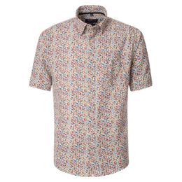 Casamoda Herren Kurzarmhemd "Casamoda Leinenhemd Kurzarm Print", rot, Gr. L, bedruckt, 55% Leinen, 45% Baumwolle, Hemden