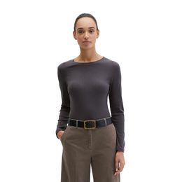 Marc O'Polo MARC O'POLO Damen Langarmshirt "aus Rippjersey", grau, Basic, Gr. XL, unifarben, Obermaterial: 64% Lyocell, 31% Baumwolle, 5% Elasthan, Shirts
