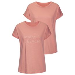 Vivance Damen T-Shirt "mit modischem Frontprint", orange, Gr. 32, bedruckt, unifarben, Jersey, Obermaterial: 100% Baumwolle, Shirts, aus weicher