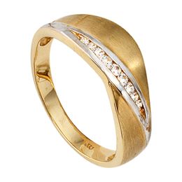 Jobo Damen Goldring, 50, Gelbgold 333, gold, Gelbgold 333, Fingerringe, 333 Gold bicolor mit Zirkonia