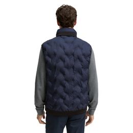 Tom Tailor Herren Steppweste, blau, Gr. L, Strukturmuster, Obermaterial: 100% Polyester. Futter: 100% Polyester, Westen, mit Rei&szlig;verschluss Taschen