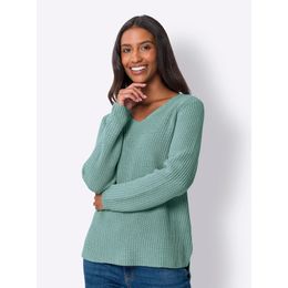 Heine Damen Strickpullover "Pullover", gr&uuml;n, Gr. 38, unifarben, 50% Baumwolle, 50% Polyacryl, Pullover