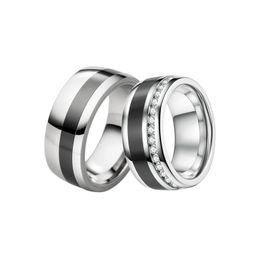 DOOSTI Damen Trauring "Schmuck Geschenk Edelstahl Trauring Ehering Partnerring LIEBE", 60, ohne Zirkonia, Edelstahl Keramik, 9mm, schwarz, Edelstahl,