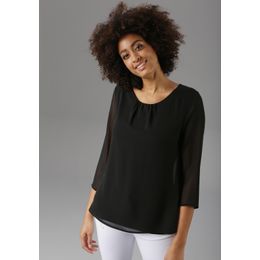 Damen Schlupfbluse, schwarz, Gr. 38, Aniston SELECTED, unifarben, Chiffon, Obermaterial: 100% Polyester. Futter: 95% Viskose, 5% Elasthan, Blusen,