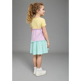 Kidsworld M&auml;dchen Jerseykleid "- Volantkleid f&uuml;r kleine M&auml;dchen", bunt, Gr. 116, Single Jersey, Obermaterial: 100% Baumwolle, Kleider, festliche