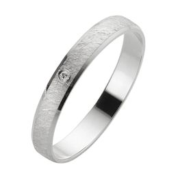 Firetti Damen Trauring "Schmuck Geschenk Gold 375 Hochzeit Ehering Trauring "LIEBE"", 18, 0,01 SI = kleine Einschl&uuml;sse mit Brillant, Wei&szlig;gold 375,