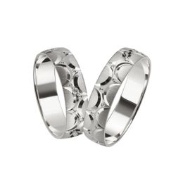 Firetti Damen Trauring "Schmuck Geschenk Gold 375 Hochzeit Ehering "LIEBE"", 20, 0,01 SI = kleine Einschl&uuml;sse mit Brillant, Wei&szlig;gold 375, 5mm, wei&szlig;,