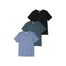 s.Oliver JUNIOR M&auml;dchen T-Shirtschwarz, anthra, graublau, Gr. 164, unifarben, Jersey, Obermaterial: 100% Baumwolle, Shirts, 3er Pack, unifarben und