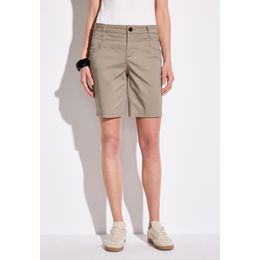 Street One Damen Bermudas, beige, Gr. 40, unifarben, Web, 97% Baumwolle, 3% Elasthan, Hosen, 4-Pocket Style
