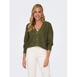 Only Damen Strickjacke "ONLCAROL NICE L/S CARDIGAN KNT NOOS", gr&uuml;n, Gr. S, unifarben, Strick, Obermaterial: 100% Polyacryl, Strickjacken, Kunstfaser,