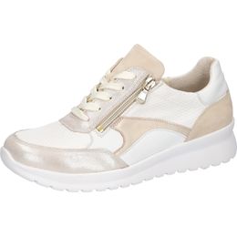 Waldl&auml;ufer WALDL&Auml;UFER Damen Sneaker "K-SUNNY", Gr. 7wei&szlig;, beige, Nappaleder, Textil, Veloursleder, metallic, unifarben mit Farbeinsatz, Schuhe, Schn&uuml;rschuh,