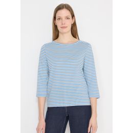 Cecil Damen 3/4-Arm-Shirtcloud blau, Gr. XL, gestreift, Web, 50% Baumwolle, 50% Polyester, Shirts, mit U-Boot-Ausschnitt