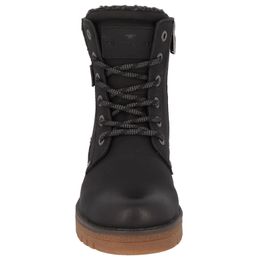 Tom Tailor Damen Winterboots, Gr. 41, schwarz, Lederimitat, Textil, Schuhe, Workerboots, Hiking Boot mit Blockabsatz