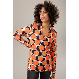 Aniston CASUAL Damen Shirtbluse, bunt, Gr. 50, bedruckt, gemustert, Single Jersey, Obermaterial: 95% Viskose, 5% Elasthan, Blusen, mit trendigem