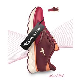 Tamaris Damen Slip-On Sneaker "Nowana", Gr. 36, rot, Lederimitat, Synthetik, Textil, unifarben mit Farbeinsatz, Schuhe, Freizeitschuh, Halbschuh,