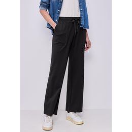 Street One Damen Stoffhoseschwarz, Gr. 34, unifarben, Stoff, 61% Viskose, 32% Polyamid, 7% Elasthan, Hosen, Elastikbund mit Tunnelzug