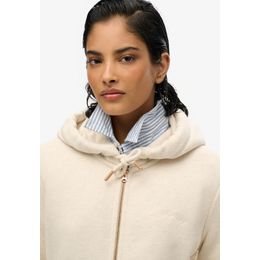 Superdry Damen Kapuzensweatjacke "ESSENTIAL LOGO ZIPHOOD HB", beige, Gr. XL, meliert, Sweatware, Obermaterial: 60% Baumwolle, 40% Polyester,