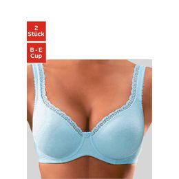 Damen T-Shirt-BH, Petite Fleur BY LASCANA, Gr. 95, blau, Jersey, Obermaterial: 85% Baumwolle, 10% Polyamid, 5% Elasthan, BHs, mit B&uuml;gel & nahtlosen
