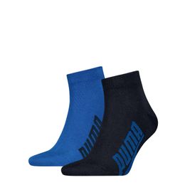Kurzsocken Puma "Puma UNISEX BWT LIFESTYLE QUARTER", Damen, Gr. 39-42, navy, grau, strong blau, Baumwollmischung, normal, Socken, mit gro&szlig;em Logoschriftzug