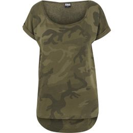 Urban Classics Damen T-Shirt "Urban Classics Damen Ladies Camo Back Shaped Tee"olivecamo, Gr. 5XL, gemustert, 60% Baumwolle, 40% Polyester, Shirts