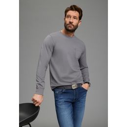 MAN'S WORLD MAN'S WORLD Herren Langarmshirt "Neue Kollektion", grau, Gr. S, unifarben, Single Jersey, Obermaterial: 100% Baumwolle, Shirts, casual Stil,