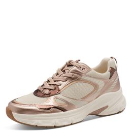 Tamaris Damen Plateausneaker, Gr. 39rose, kombiniert, Lederimitat, Textil, gl&auml;nzend, metallic, Schuhe, Freizeitschuh, Halbschuh, Schn&uuml;rschuh mit