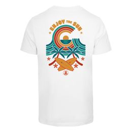 MisterTee Herren T-Shirt "MisterTee Herren Beach Paradise Tee"wei&szlig;, Gr. S, bedruckt, 100% Baumwolle, Shirts