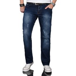 Herren Regular-fit-Jeans "ASJulio", blau, Gr. 34, Alessandro Salvarini, Destroyed-Effekte, leichte Abriebeffekte, Denim/Jeans, Obermaterial: 100%