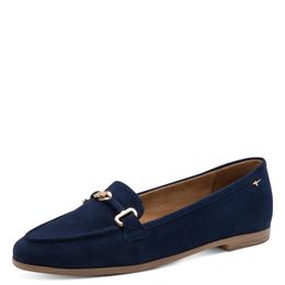 Slipper Tamaris, Damen, Gr. 41, dunkelblau, Ziegenveloursleder, unifarben, Schuhe Slipper, Blockabsatz, Businessschuh, Schlupfschuh mit modischem Zierriegel
