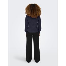 Only Damen Rundhalspullover "ONLEMMA LS BUTTON ONECK EX KNT", blau, Gr. S, unifarben, Strick, Obermaterial: 50% Polyacryl, 50% Polyester, Pullover,