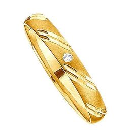 Firetti Damen Trauring "Schmuck Geschenk Gold 375 Hochzeit Ehering "LIEBE"", 17,5, 0,01 SI = kleine Einschl&uuml;sse mit Brillant, Gelbgold 375, 3mm,