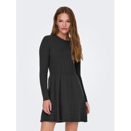 Only Damen Strickkleid "ONLFIA LS CABLE DRESS KNT", grau, Gr. L, meliert, Strick, Obermaterial: 50% Viskose, 27% Nylon, 23% Polyester, Kleider,