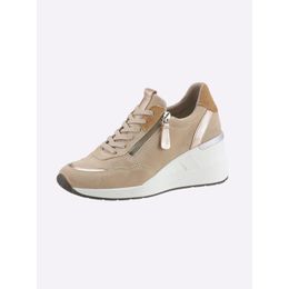 Casual Looks Damen Sneaker, Gr. 41, beige, Veloursleder, Schuhe