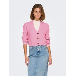 Only Damen Strickjacke "ONLCAROL NICE L/S CARDIGAN KNT NOOS", pink, Gr. XS, unifarben, Strick, Obermaterial: 100% Polyacryl, Strickjacken,